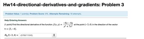 Solved Hw14 Directional Derivatives And Gradients Problem 3