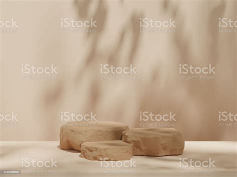 벽에 분기와 그림자가있는 추상적 인 기하학적 구성 3d 렌더링 화장품 디스플레이는 갈색 배경에 서 있습니다 3d 렌더링 0명에 대한 스톡 사진 및 기타 이미지 Istock