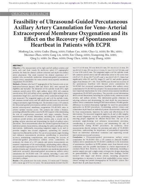 Feasibility Of Ultrasound Percutaneous Axillary Artery Cannulation For Veno Arterial