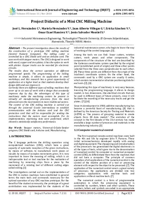 pdf irjet project didactic of a mini cnc milling machine