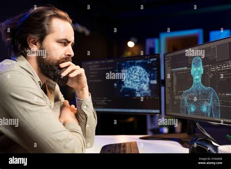 Artificial Intelligence Entity With Anthropomorphic Body Escaping Control Of Creator Appearing