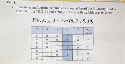 Solved Part 5 • Simulate Using Logisim Then Implement On