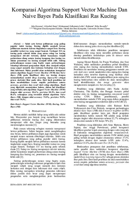 Pdf Komparasi Algoritma Support Vector Machine Dan Naive Bayes Pada