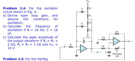 Solved Problem For The Oscillator Circuit Shown In Fig Chegg