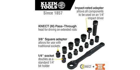 Klein Tools 65400 15pc Pass Through Socket Set
