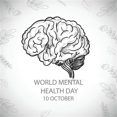 Hand Draw Human Brain World Mental Health Day Sketch 27525962 Vector