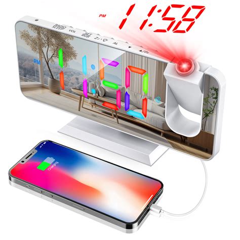 Projection Alarm Clock For Bedroom Digital Alarm Clock Radio With Usb