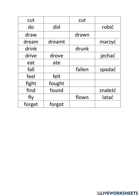 Verbs 3 Forms Free Interactive Worksheets 1639344