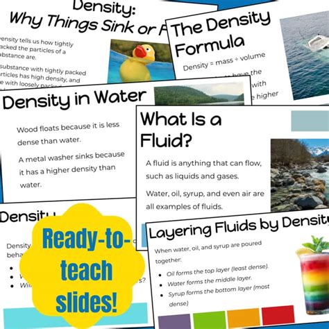 Density And Floating And Sinking Slides And Notes Worksheet 6th Grade Science