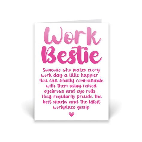 Work Bestie Card Funny T For Coworker Etsy