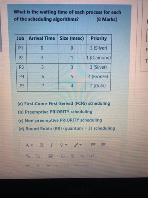 Solved Consider The Following Set Of Jobs To Be Scheduled