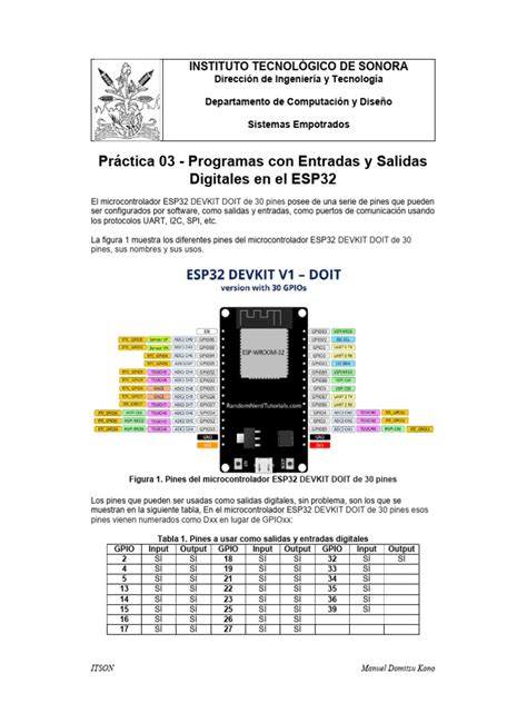 Práctica 03 Programas Con Entradas Y Salidas Digitales En El Esp32 Pdf Arduino Diodo