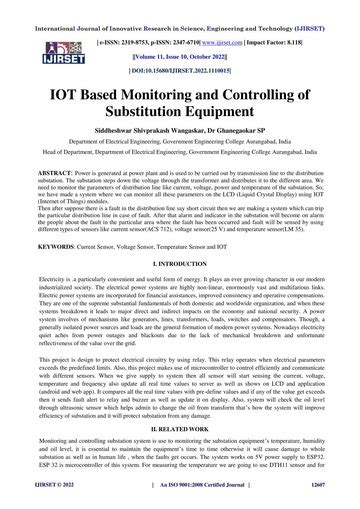 Iot Based Monitoring And Controlling Of Substitution Equipment Free