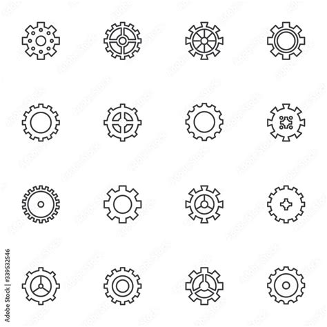 Setting Gears Line Icons Set Linear Style Symbols Collection Outline