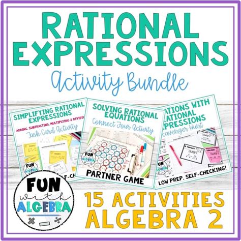 Rational Expressions Operations And Solving Rational Equations Activity Bundle