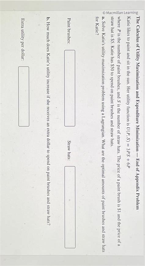 Solved The Calculus Of Utility Maximization And Expenditure