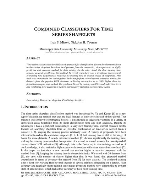 Pdf Combined Classifiers For Time Series Shapelets
