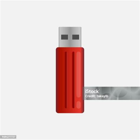 빨간색 휴대용 Usb 플래시 드라이브 디지털 장치 컴퓨터 하드웨어 정보 운반 저장 아이콘 벡터 그림입니다 0명에 대한 스톡 벡터 아트 및 기타 이미지 Istock