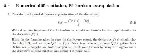 Numerical Differentiation Richardson Extrapolation