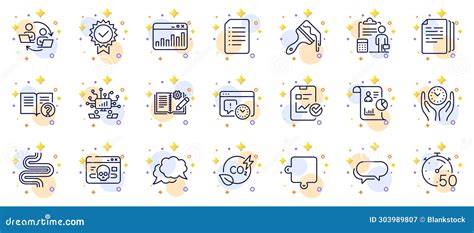 Outline Set Of Timer Teamwork And Report Line Icons For Web App