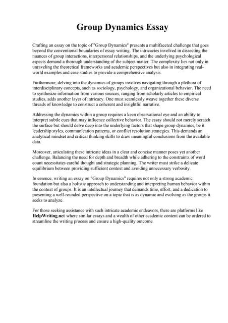 Group Dynamics Essay Pdf
