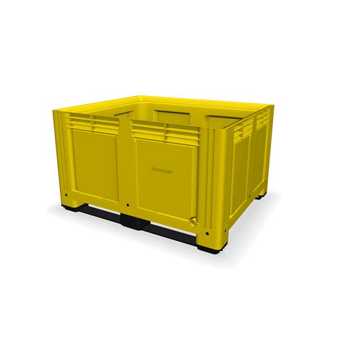 Yellow Plastic Box Pallet With Solid Sides Palletower