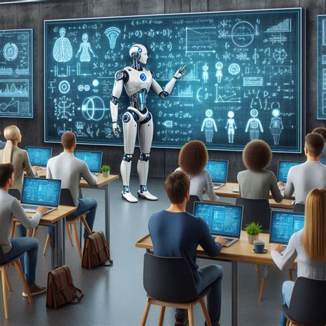Humanoid Robot Ai Teacher Teaching Classroom Students Betshy