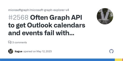 Often Graph Api To Get Outlook Calendars And Events Fail With Unknown