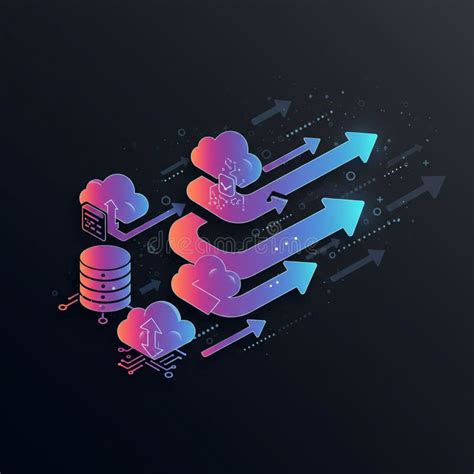 Colorful Digital Illustration Featuring Cloud Computing Concepts With