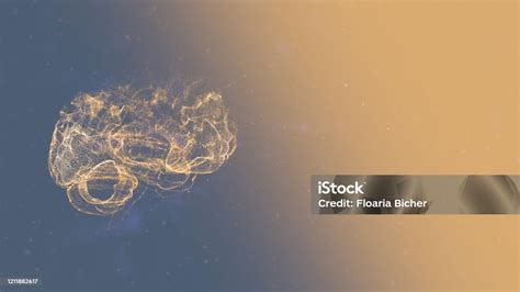 알파 채널로 그래픽 애니메이션브레인스토밍 3d 렌더링 황금 입자를 산란 압력에서 빛나는 두뇌를 렌더링합니다 0명에 대한 스톡 사진 및 기타 이미지 Istock