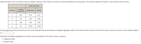 Solved What Type Of Weighted Aggregate Price Index Must Be