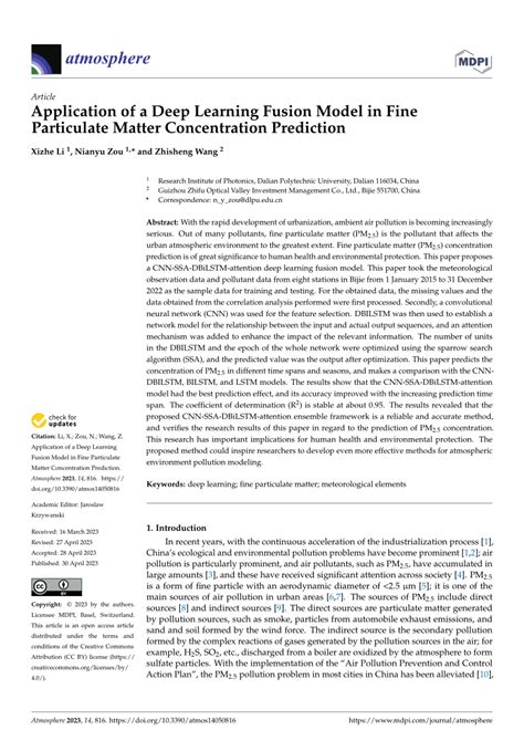 Pdf Application Of A Deep Learning Fusion Model In Fine Particulate Matter Concentration