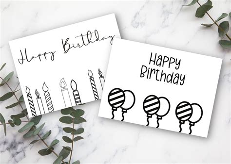Printable Birthday Card Simple Birthday Card Digital Download Card Black And White Birthday