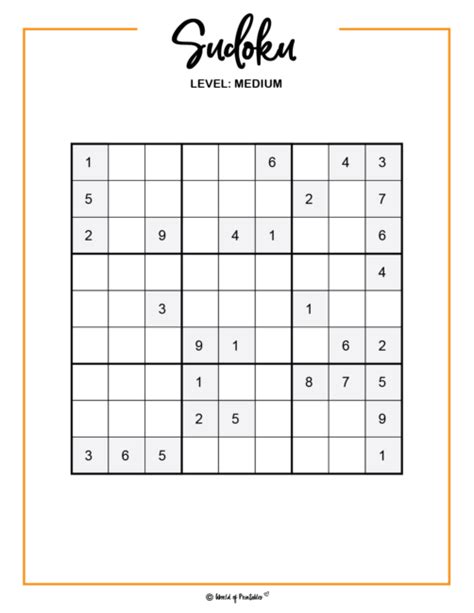 Medium Sudoku Puzzles To Print