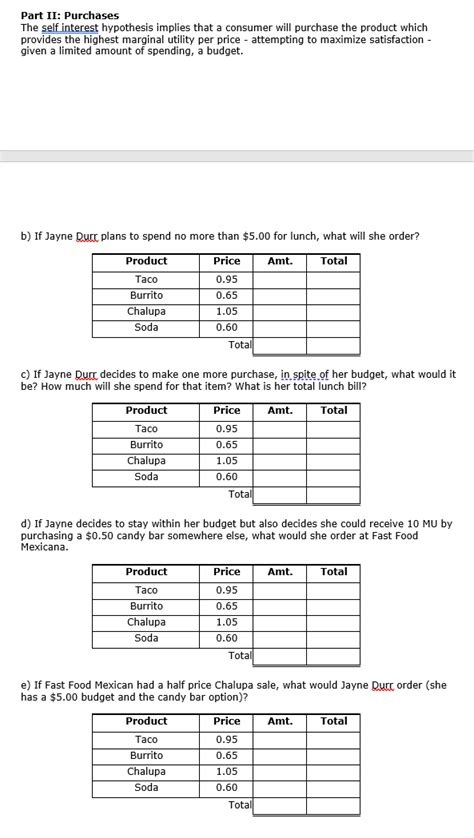 Solved Part Ii Purchases The Self Interest Hypothesis