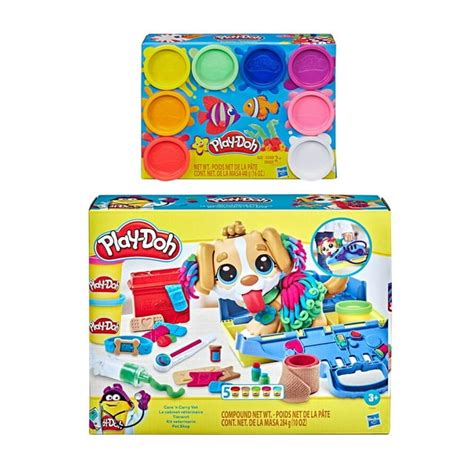 Play Doh Care N Carry Vet Playset Play Doh 8 Pack Of Rainbow Compound