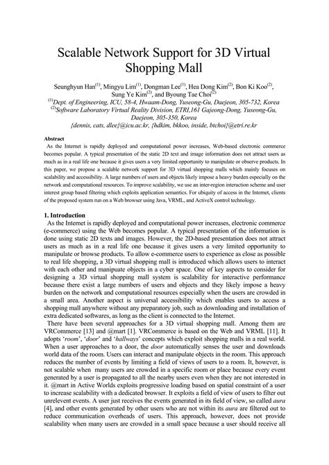 Scalable Network Support For 3d Virtual Shopping Mall Pdf