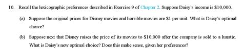 Recall The Lexicographic Preferences Described In