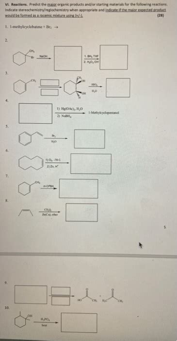 Solved VI Reactions Predict The Male Organic Products Chegg Com