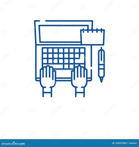 Programmer On Laptop Line Icon Concept Programmer On Laptop Flat Vector Symbol Sign Outline