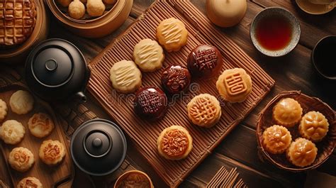 Traditional Chinese Tea Selection With Assorted Delicacies Displayed Elegantly At A Tea