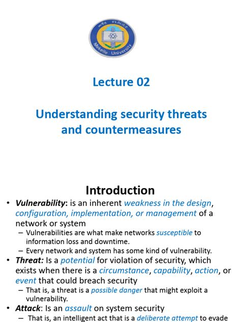 Lecture 2 Understanding Security Threats And Countermeasures Pdf