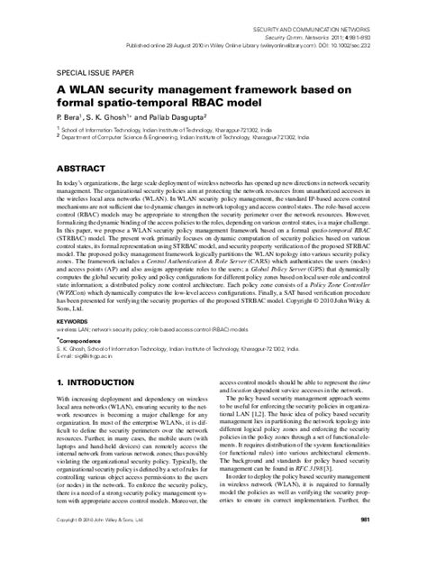 Pdf A Wlan Security Management Framework Based On Formal Spatio Temporal Rbac Model