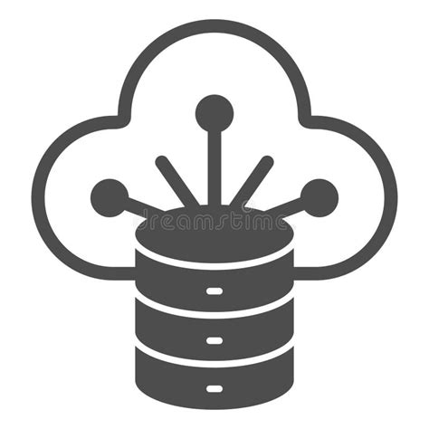 disks array cloud storing solid icon data sharing concept vector graphics stock illustration