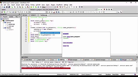 struktur data eps 6 queue on c codeblock youtube