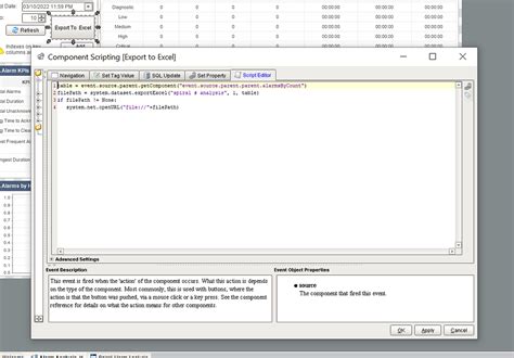 my export to excel button creates file without the correct file