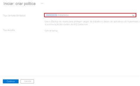 Fazer Backup Do Serviço De Kubernetes Do Azure Usando O Backup Do Azure