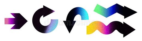set of arrows with various shapes and gradient fills stock illustration