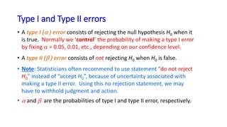 A Note And Graphical Illustration Of Type II Error PPTX