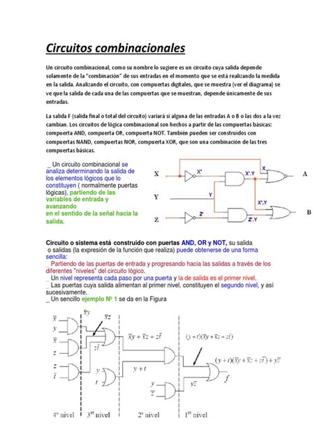 Circuitos Combinacionales Pdf Puerta Lógica Diseño Electronico